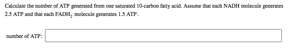 Solved Calculate the number of ATP generated from one | Chegg.com