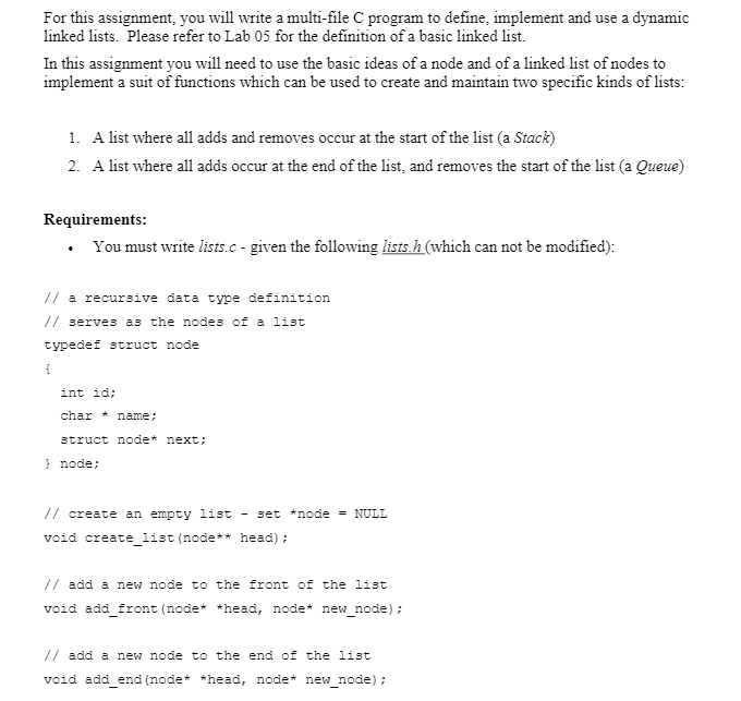 Solved For this assignment, you will write a multi-file C | Chegg.com