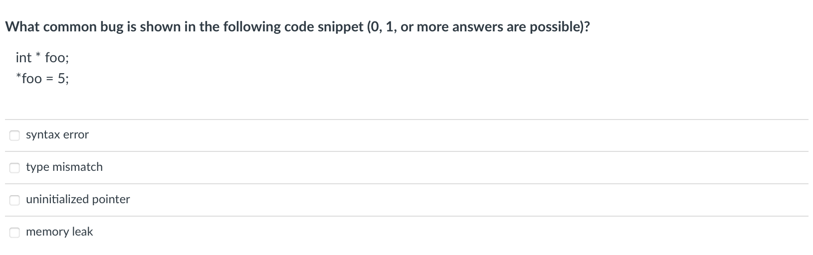 Solved What common bug is shown in the following code | Chegg.com