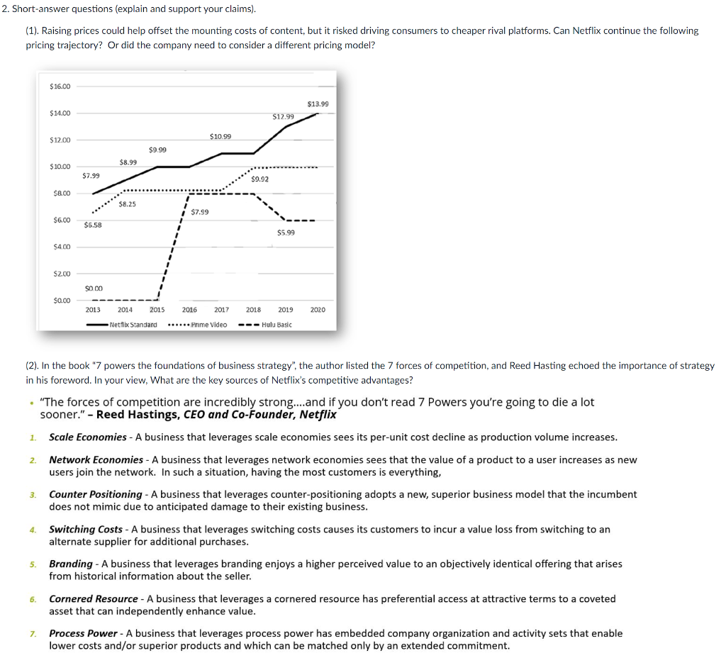 Solved 2. Short-answer questions (explain and support your | Chegg.com