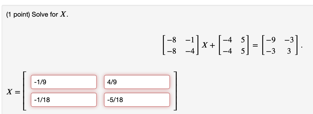 Solved (1 point) Solve for X. | Chegg.com