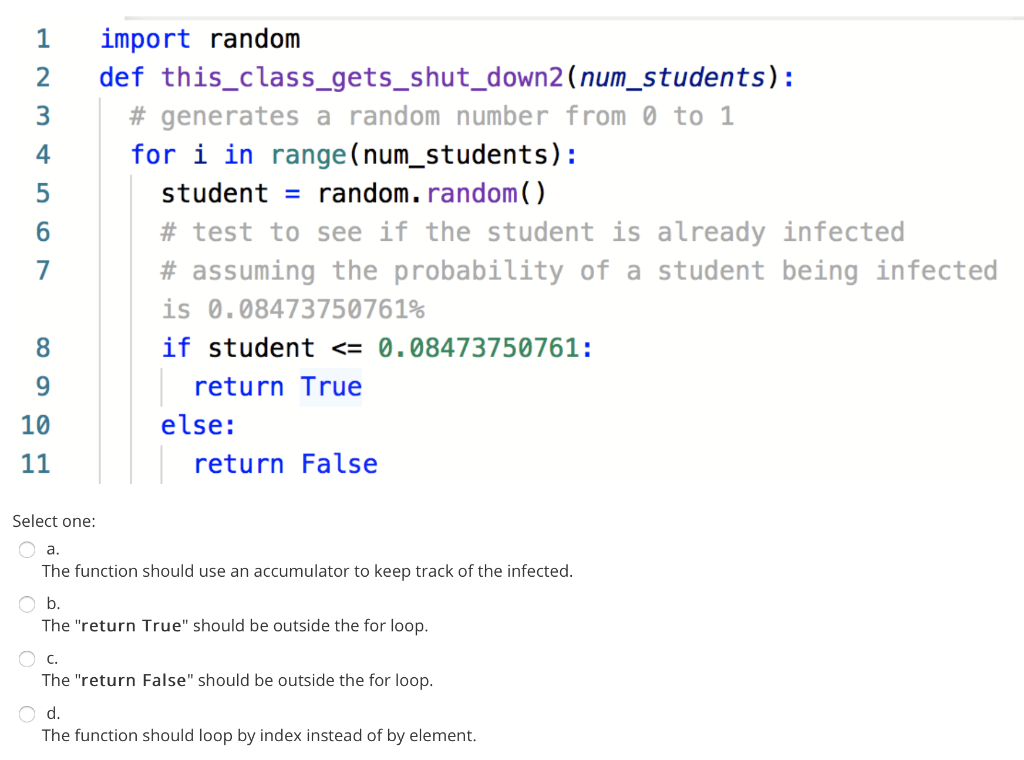 Solved 1 2 3 4 5 6 import random def this_class_gets_shut | Chegg.com