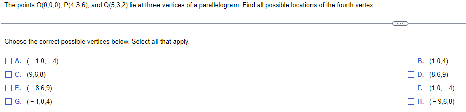 Solved The points O(0,0,0),P(4,3,6), ﻿and Q(5,3,2) ﻿lie at | Chegg.com