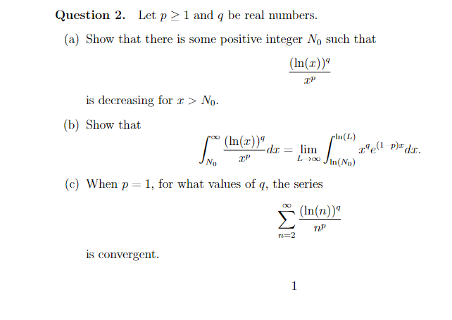 Solved Question 2. Let \\( p \\geq 1 \\) and \\( q \\) be | Chegg.com Solved Question 2. Let \\( p \\geq 1 \\) and \\( q \\) be | Chegg.com