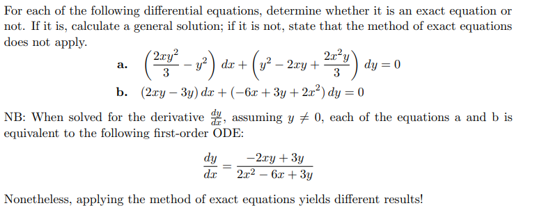 Solved For each of the following differential equations, | Chegg.com