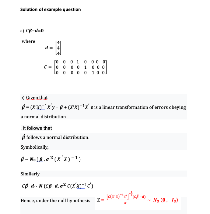 Consider a multiple regression model : y = XB + ε | Chegg.com