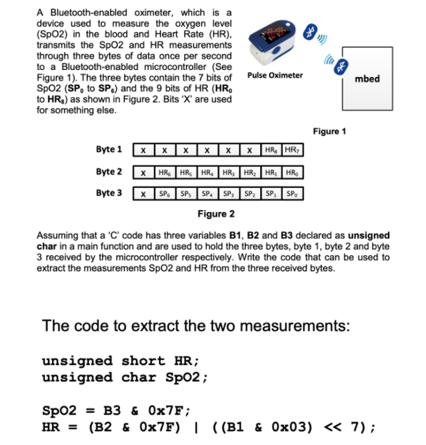 Solved 2. (a) ) A Bluetooth-enabled wireless oximeter, which | Chegg.com