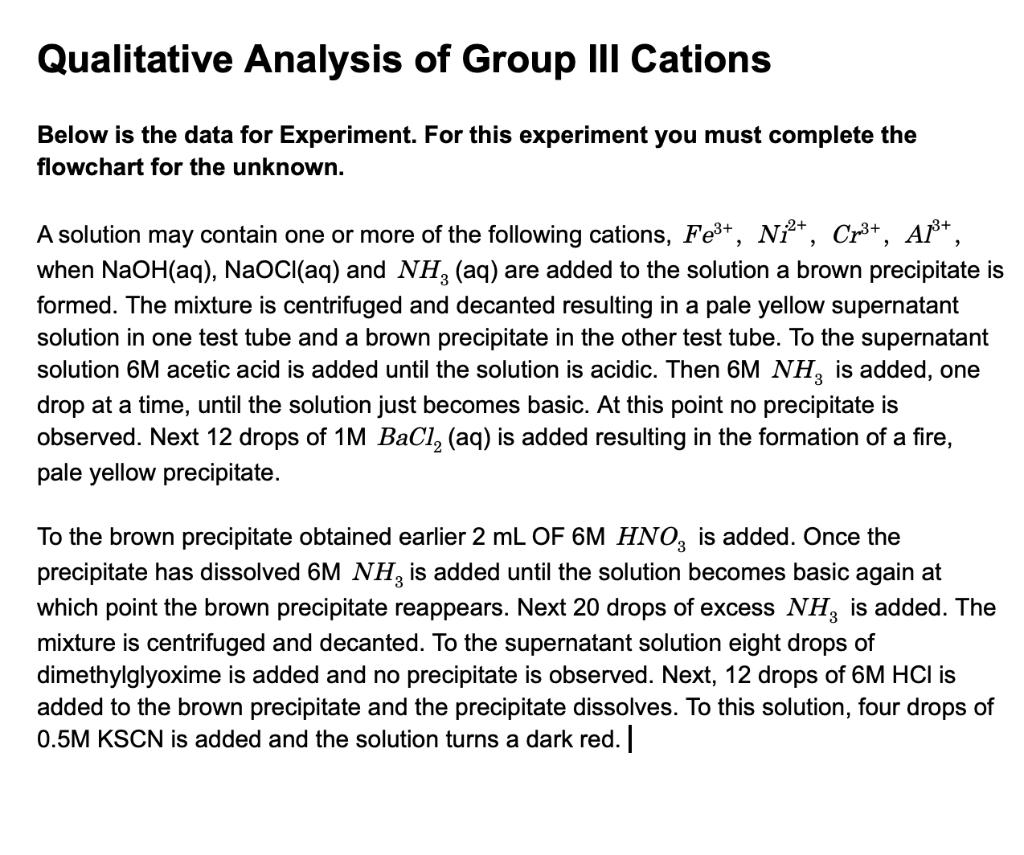 Solved Qualitative Analysis of Group III Cations Below is | Chegg.com