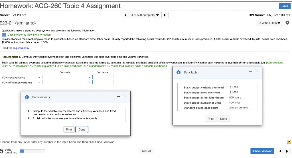 Solved Save Homework Acc 260 Topic 4 Assignment Score 0 Of