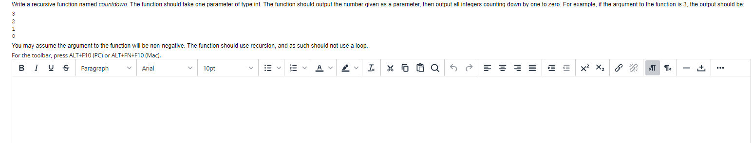 Solved Write a recursive function named countdown. The | Chegg.com