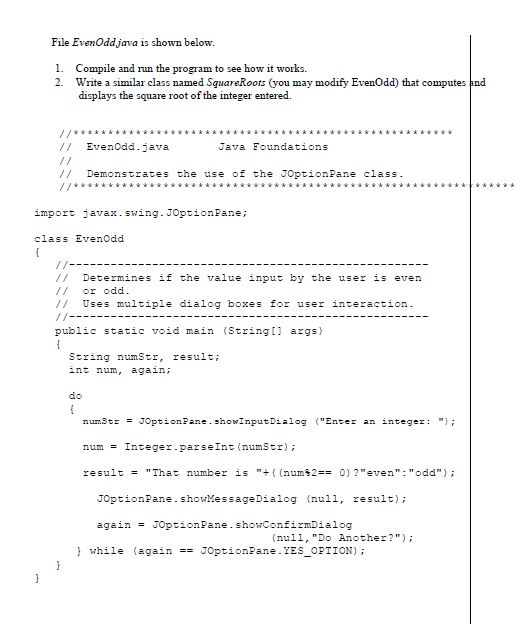 Solved File EvenOddjava is shown below. 1. Compile and run | Chegg.com