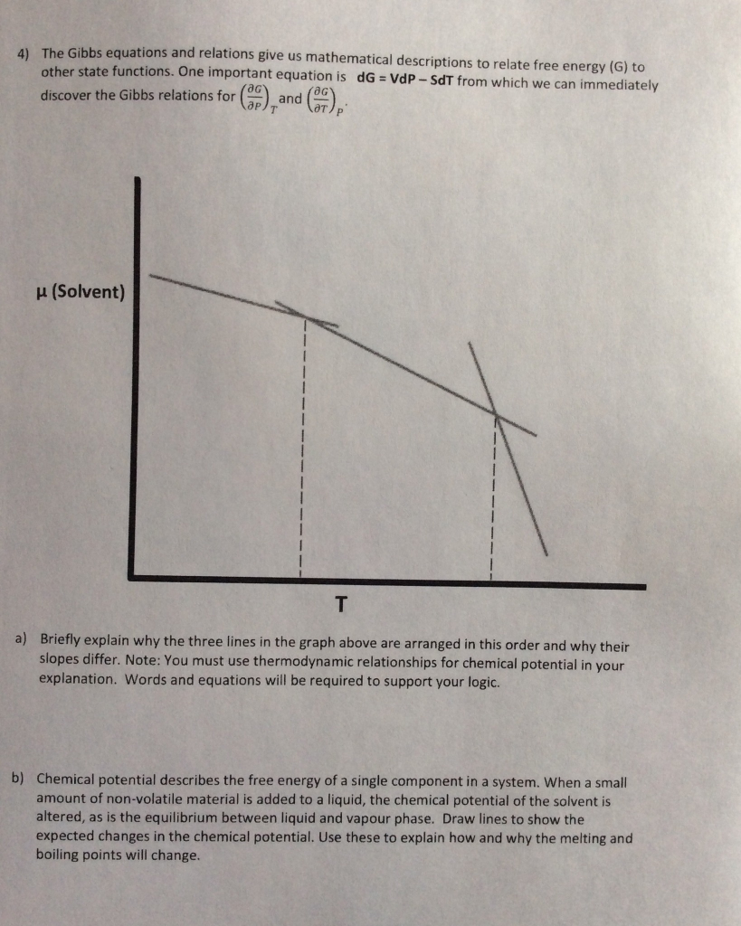 Solved 4) The Gibbs equations and relations give us | Chegg.com