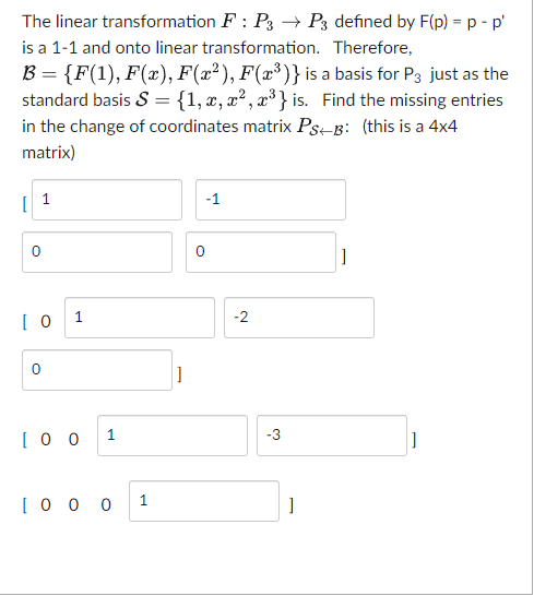 Solved The linear transformation F: P3 → P3 defined by F(p) | Chegg.com