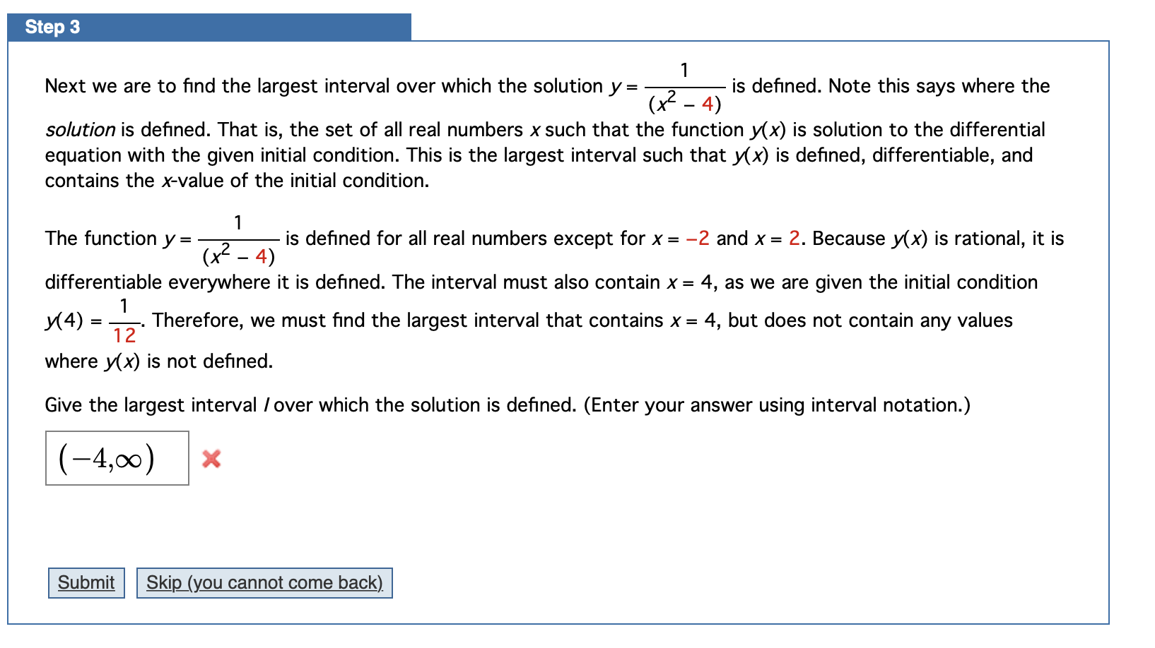 Solved Step 3 Next we are to find the largest interval over | Chegg.com