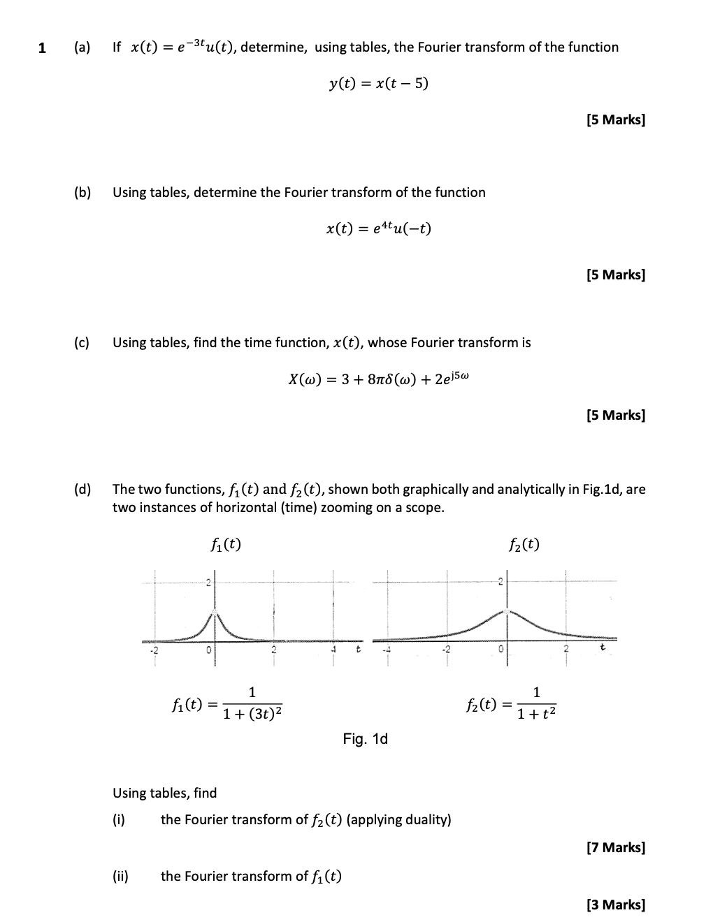 Solved 1 (a) If x(t) = e-3tu(t), determine, using tables, | Chegg.com