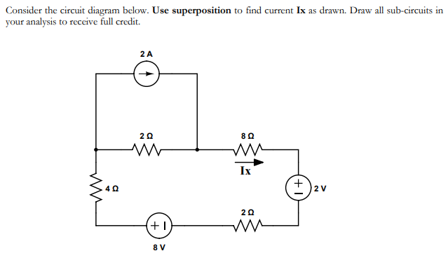 Solved Consider the circuit diagram below. Use superposition | Chegg.com