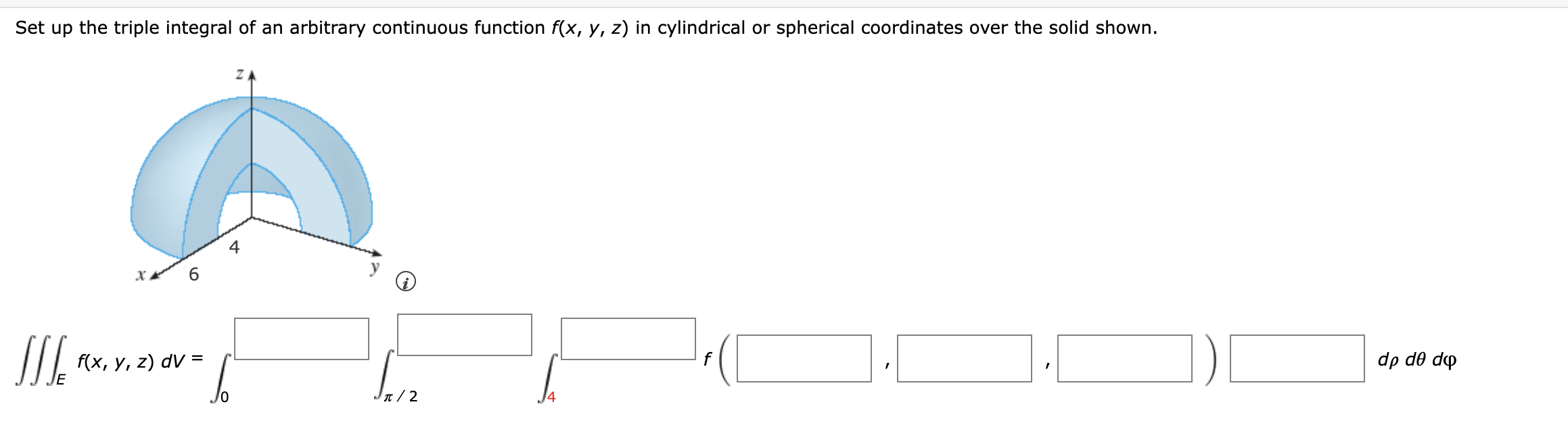 Solved Set up the triple integral of an arbitrary continuous | Chegg.com