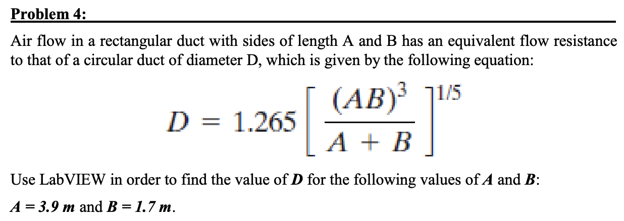 Solved Problem 4: Air flow in a rectangular duct with sides | Chegg.com