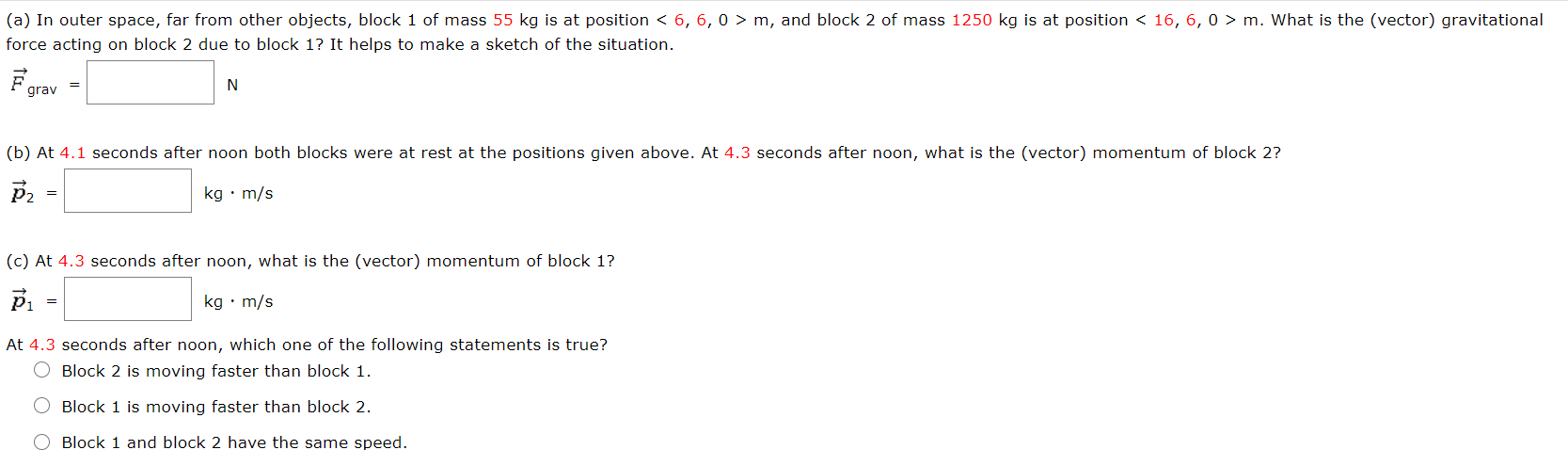 Solved (a) In outer space, far from other objects, block 1 | Chegg.com