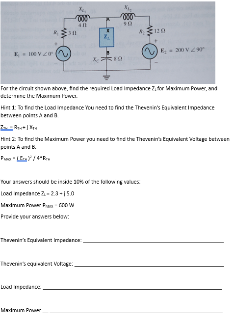 Solved For the circuit shown above, find the required Load | Chegg.com