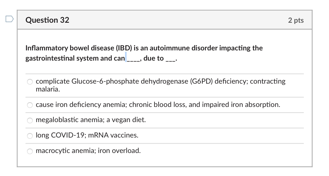 Solved Inflammatory bowel disease (IBD) is an autoimmune | Chegg.com