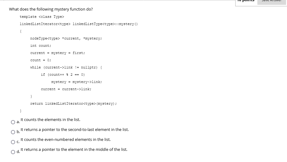 Solved What does the following mystery function do? template | Chegg.com