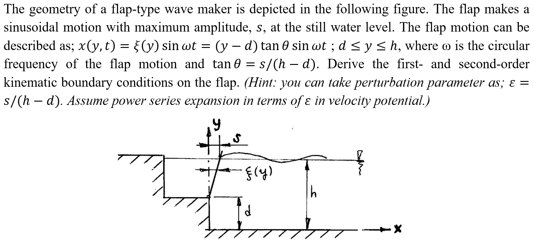 Solved The geometry of a flap-type wave maker is depicted in | Chegg.com