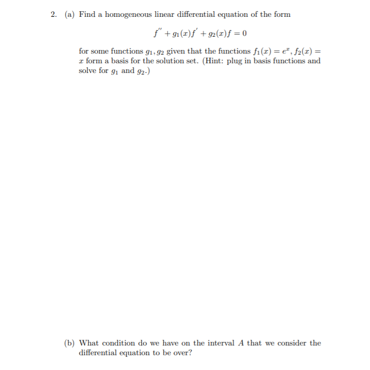 Solved 2. (a) Find a homogeneous linear differential | Chegg.com