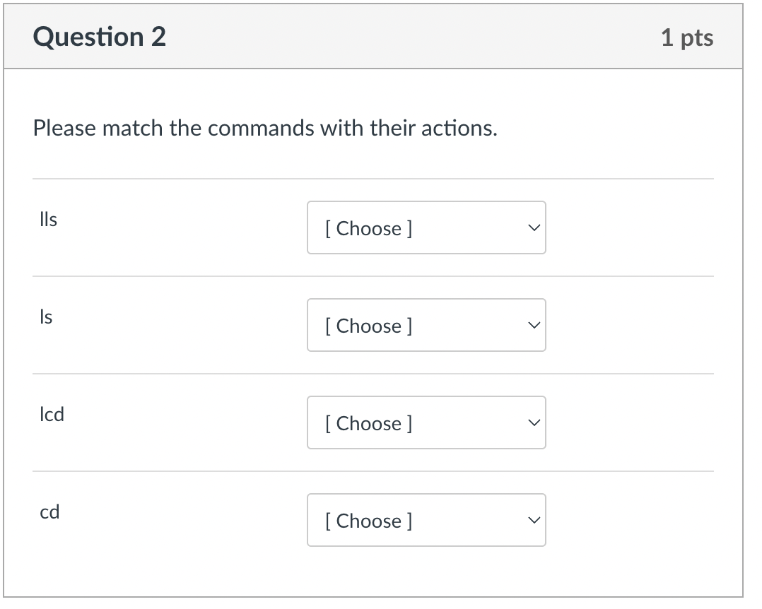Solved Question 2Please match the commands with their | Chegg.com