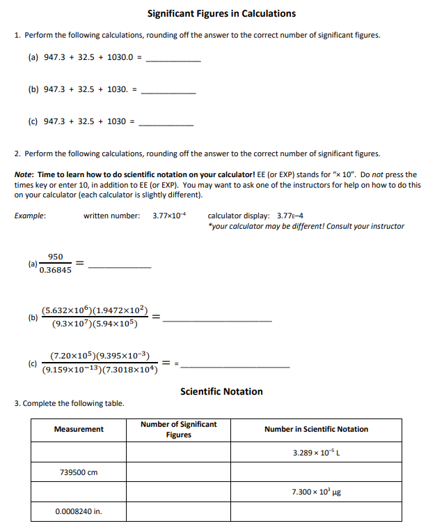 Solved Significant Figures 1. How many significant figures | Chegg.com