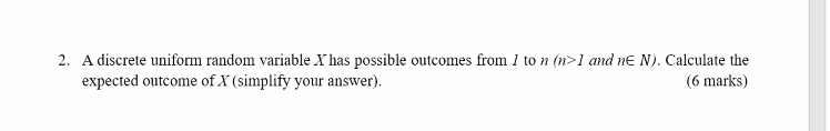 Solved A discrete uniform random variable X has possible | Chegg.com