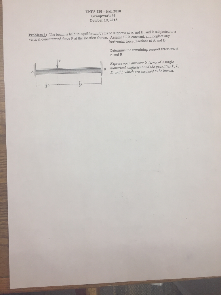 ENES 220- Fall 2018 Groupwork #6 October 19, 2018 | Chegg.com