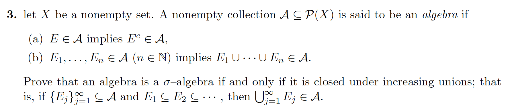 Solved 3. let X be a nonempty set. A nonempty collection | Chegg.com