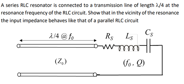 Solved A series RLC resonator is connected to a transmission | Chegg.com