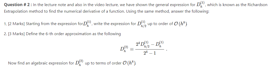 Solved TOPIC: RICHARDSON EXTRAPOLATION Show the workings | Chegg.com