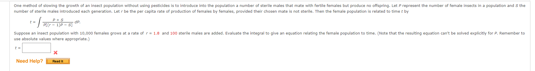 Solved t=∫P[(r−1)P−S]P+SdP use absolute values where | Chegg.com