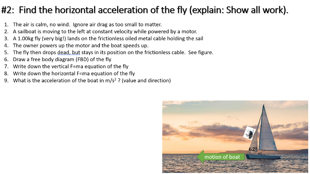 Solved #2: Find the horizontal acceleration of the fly | Chegg.com