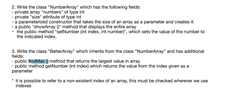 Solved 2 Write The Class Numberarray Which Has The 