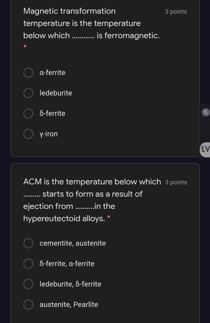 Solved 3 points Magnetic transformation temperature is the | Chegg.com