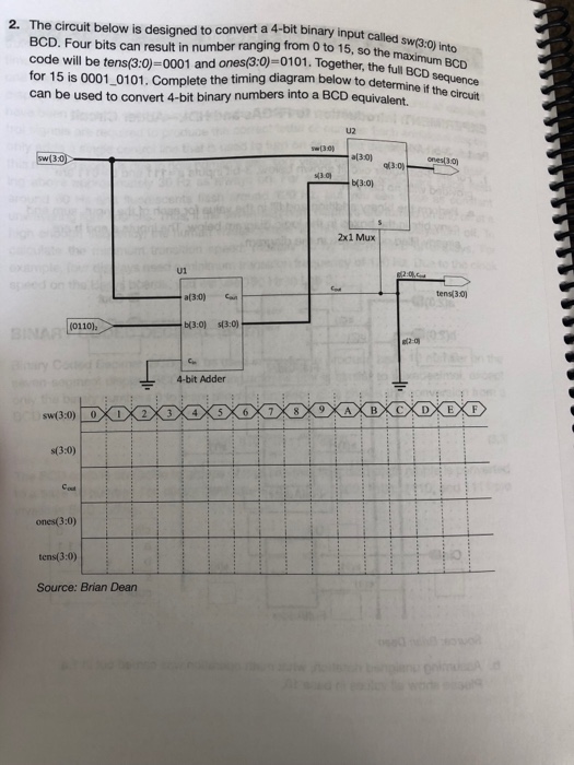 Solved 2 The Circuit Below Is Designed To Convert A 4 Bit 