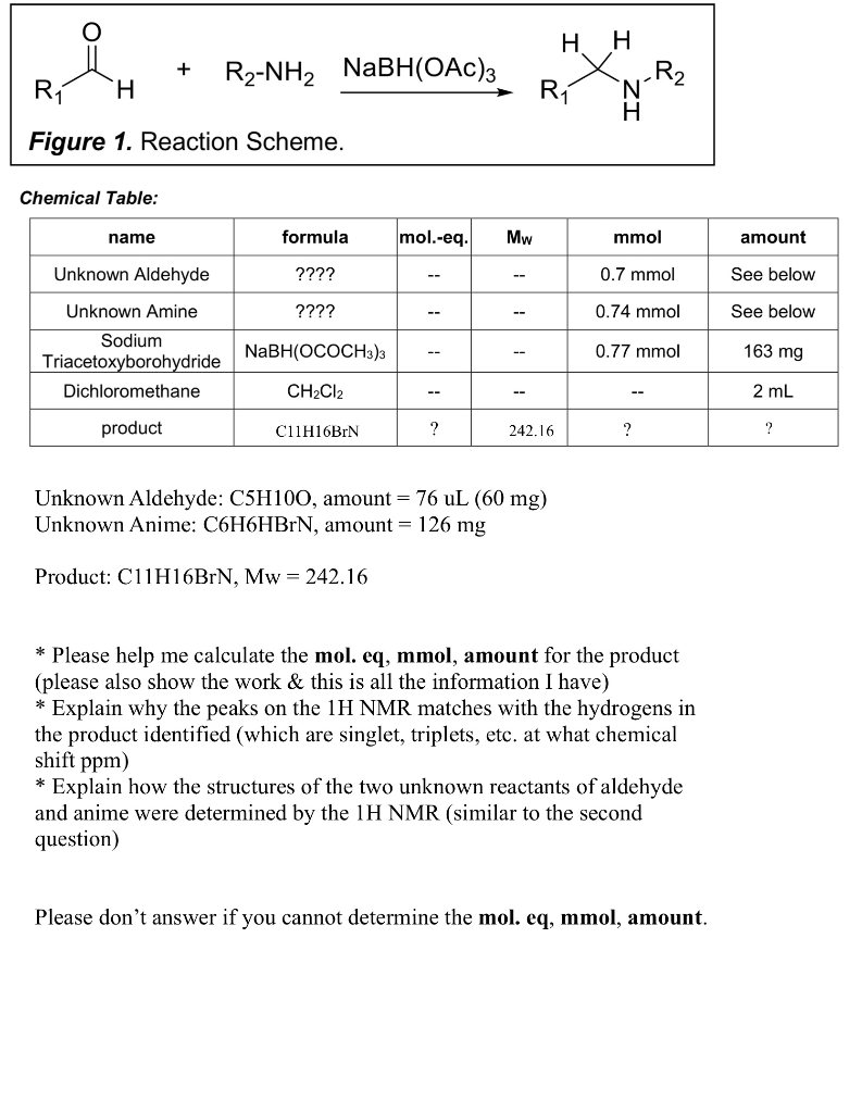 Solved H H + R2-NH2 NaBH(OAC)3 _R2 R1 H R1 'N H Figure 1. | Chegg.com