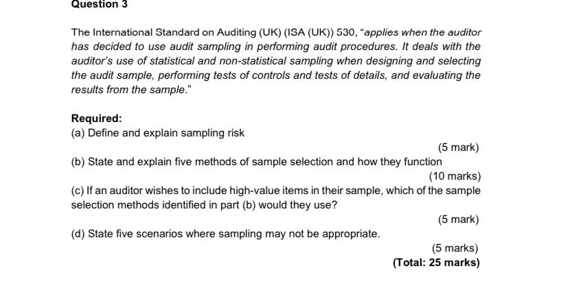 Solved The International Standard on Auditing (UK) (ISA | Chegg.com