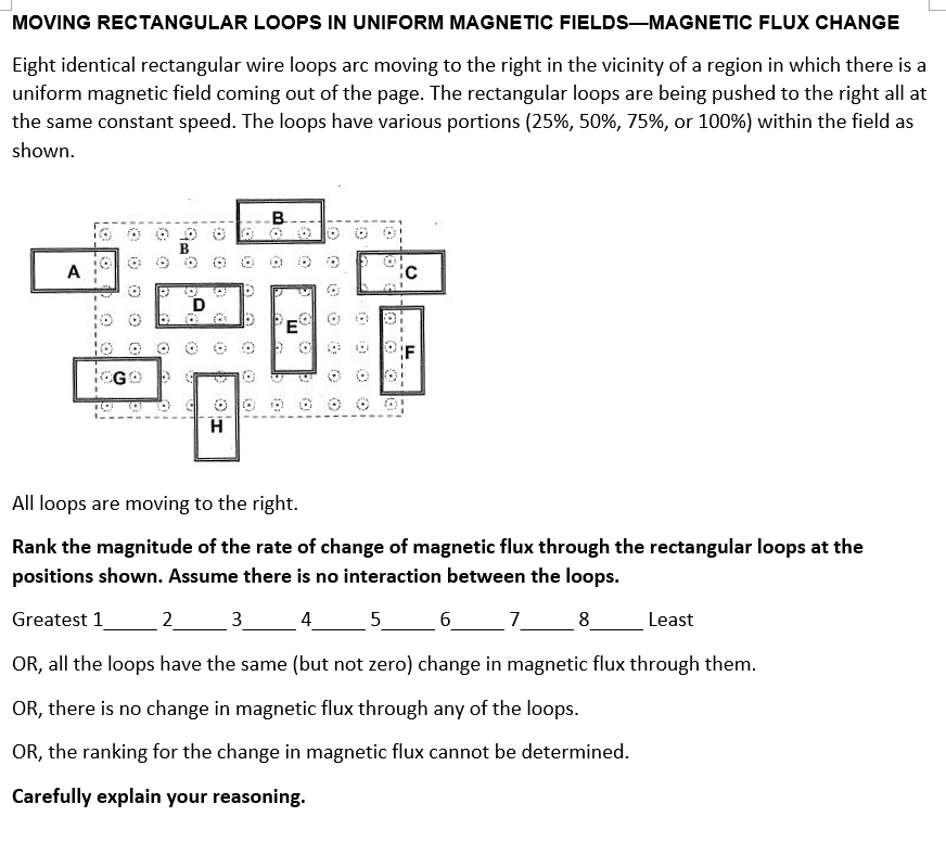 Solved MOVING RECTANGULAR LOOPS IN UNIFORM MAGNETIC | Chegg.com
