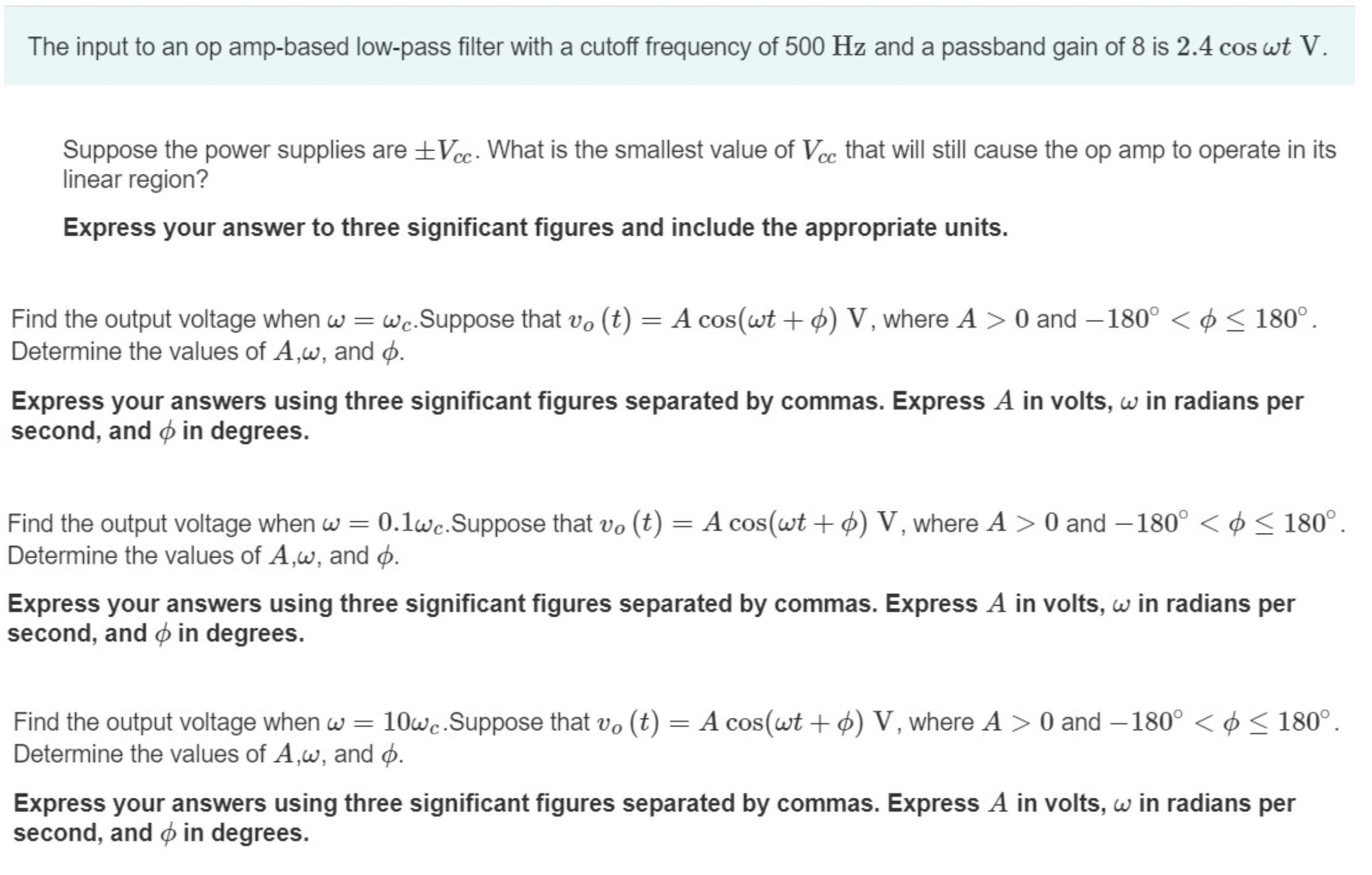 Solved Suppose the power supplies are ±Vcc. What is the | Chegg.com