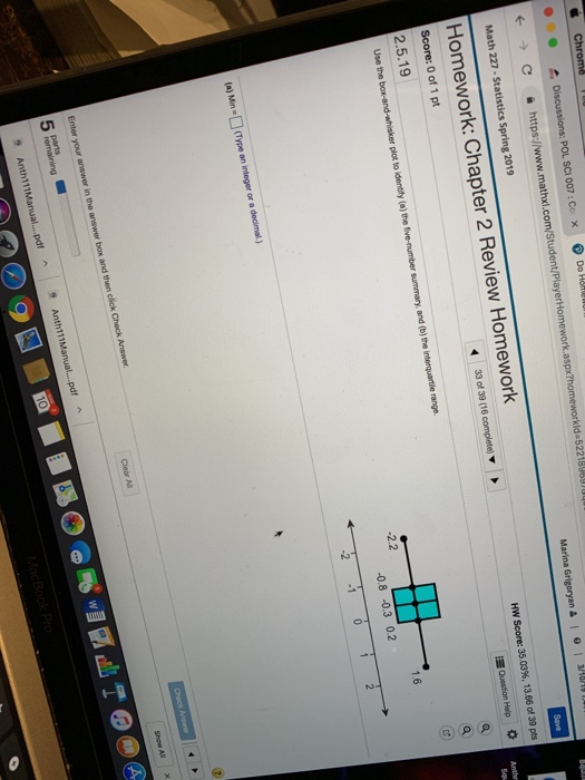 Solved Math 227-Statistics Spring 2019 Homework: Chapter 2 | Chegg.com