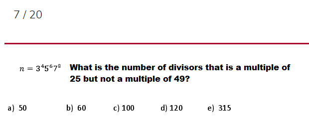 Solved 7/20 n = 345678 What is the number of divisors that | Chegg.com