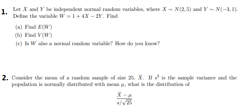 Solved 1. Let X and Y be independent normal random | Chegg.com