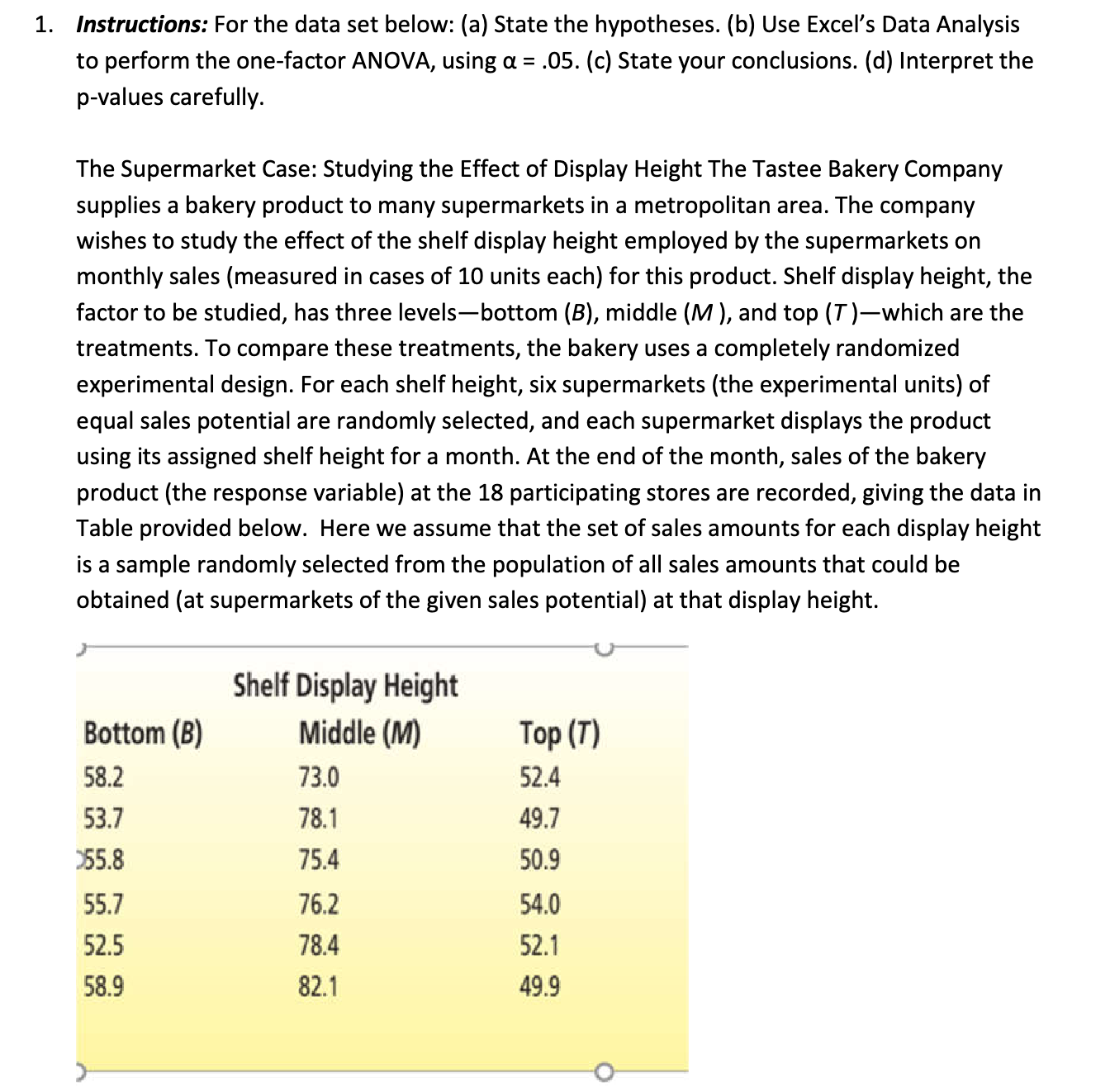 Solved Instructions: For the data set below: (a) ﻿State the | Chegg.com