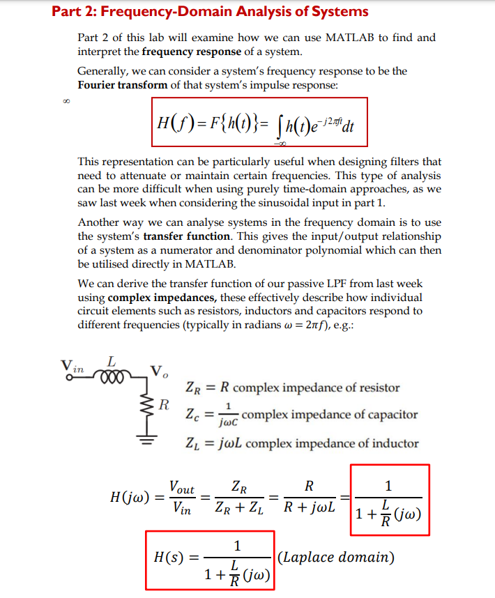 Solved Part 2: Frequency-Domain Analysis of Systems Part 2 | Chegg.com