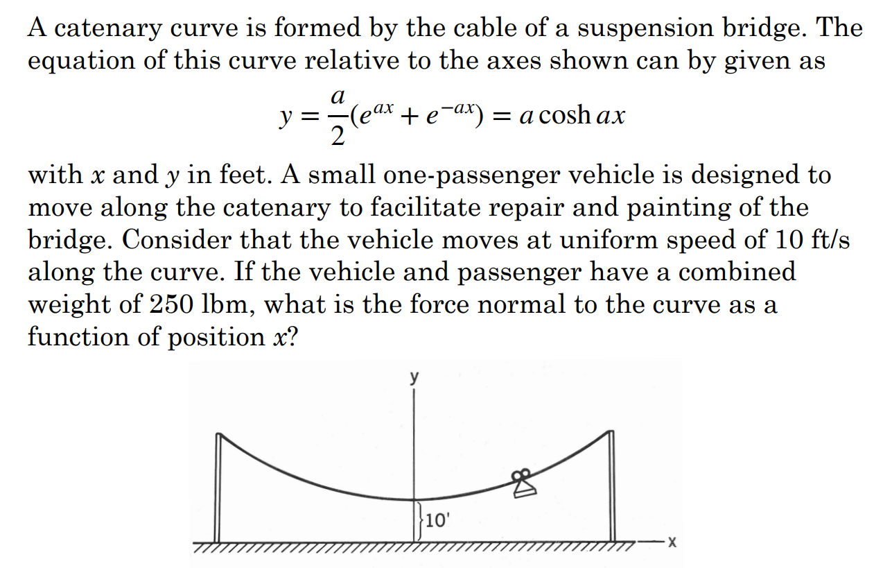 Solved A catenary curve is formed by the cable of a | Chegg.com